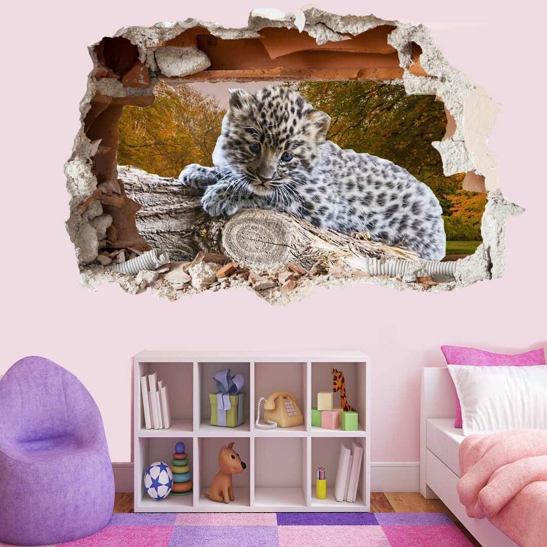 Wildlife Amur Leopard Wall Mural Sticker Poster Decal Room Office ...
