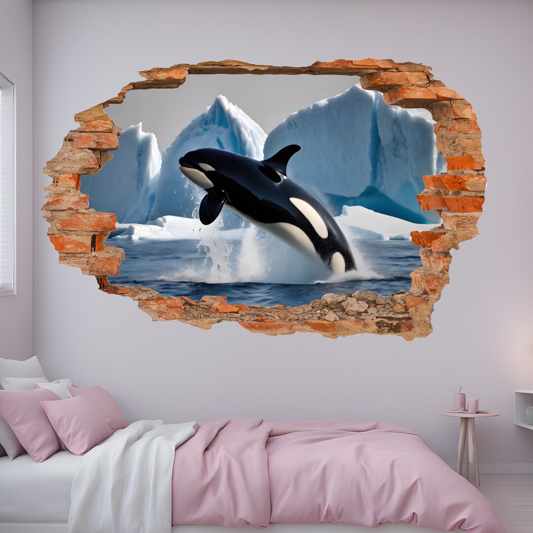Orca Jump Sea Wall Sticker Mural Decal Poster Bedroom Office Nursery ...