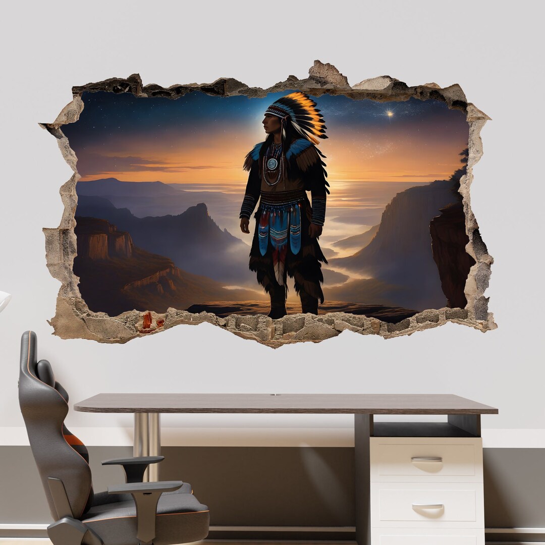 Native American Warrior Wall Art Sticker Decal Mural Art Poster Office ...