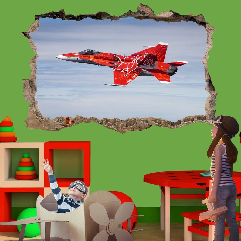 Fighter Jet Aircraft Flight Wall Sticker Art Poster Mural Transfer ...