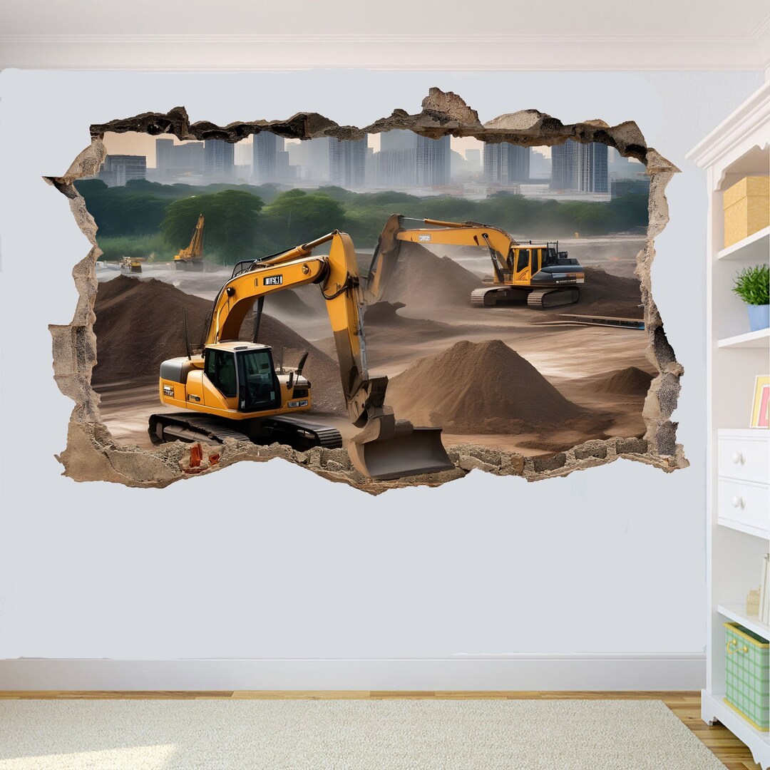 Digger Wall Sticker 3D Art Poster Mural Transfer Decal Print Room Home ...