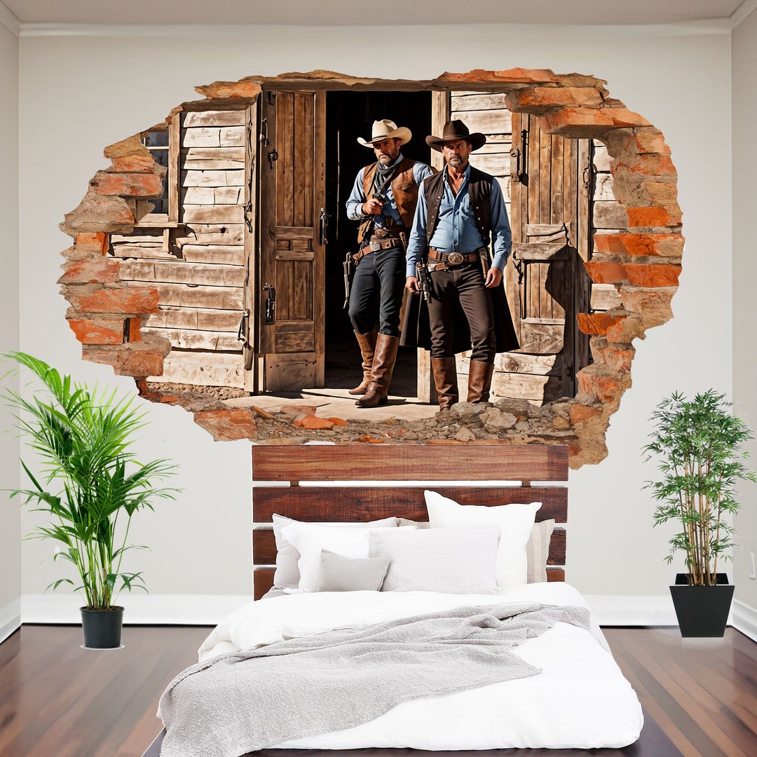 Cowboys Western Town Wall Art Sticker Decal Mural Art Poster Office ...