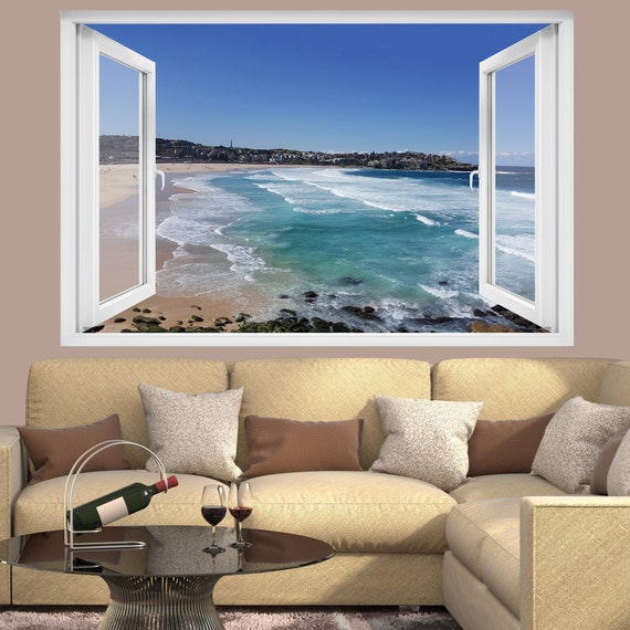 Sea Beach Sand Waves Scenery Wall Sticker Art Poster Mural | Etsy UK