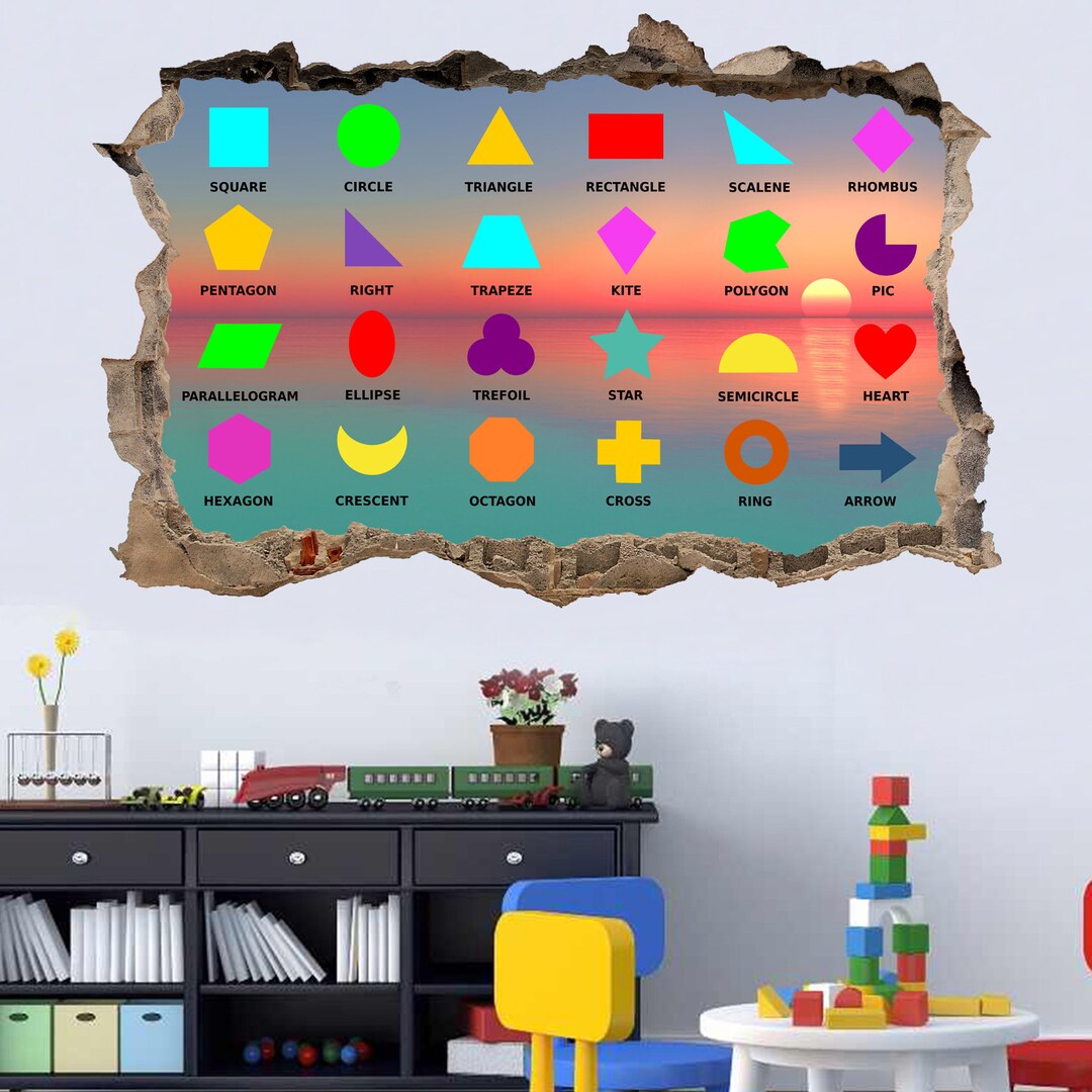 Simple Geometric Shapes Educational Wall Sticker Art Poster Mural ...