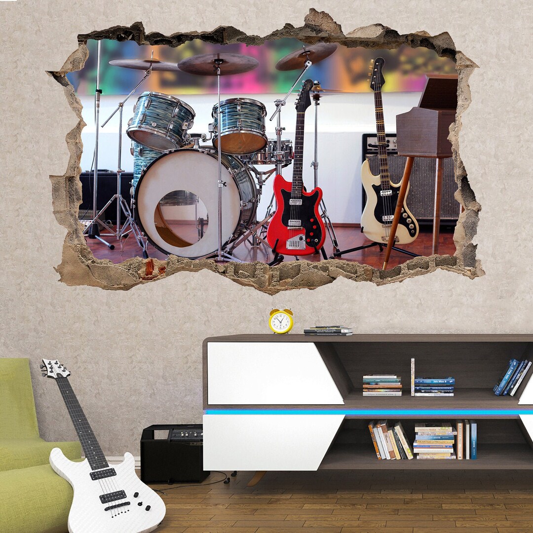 Music Band Equipment Wall Sticker Art Poster Mural Transfer Decal Print ...