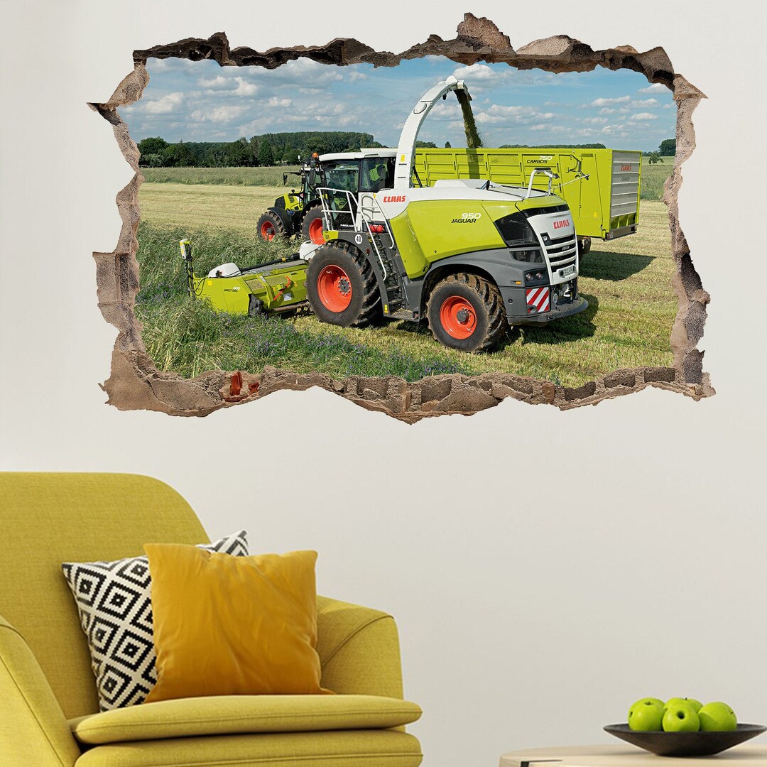 Tractor Grass Harvester Wall Sticker Mural Poster Decal Room Office ...