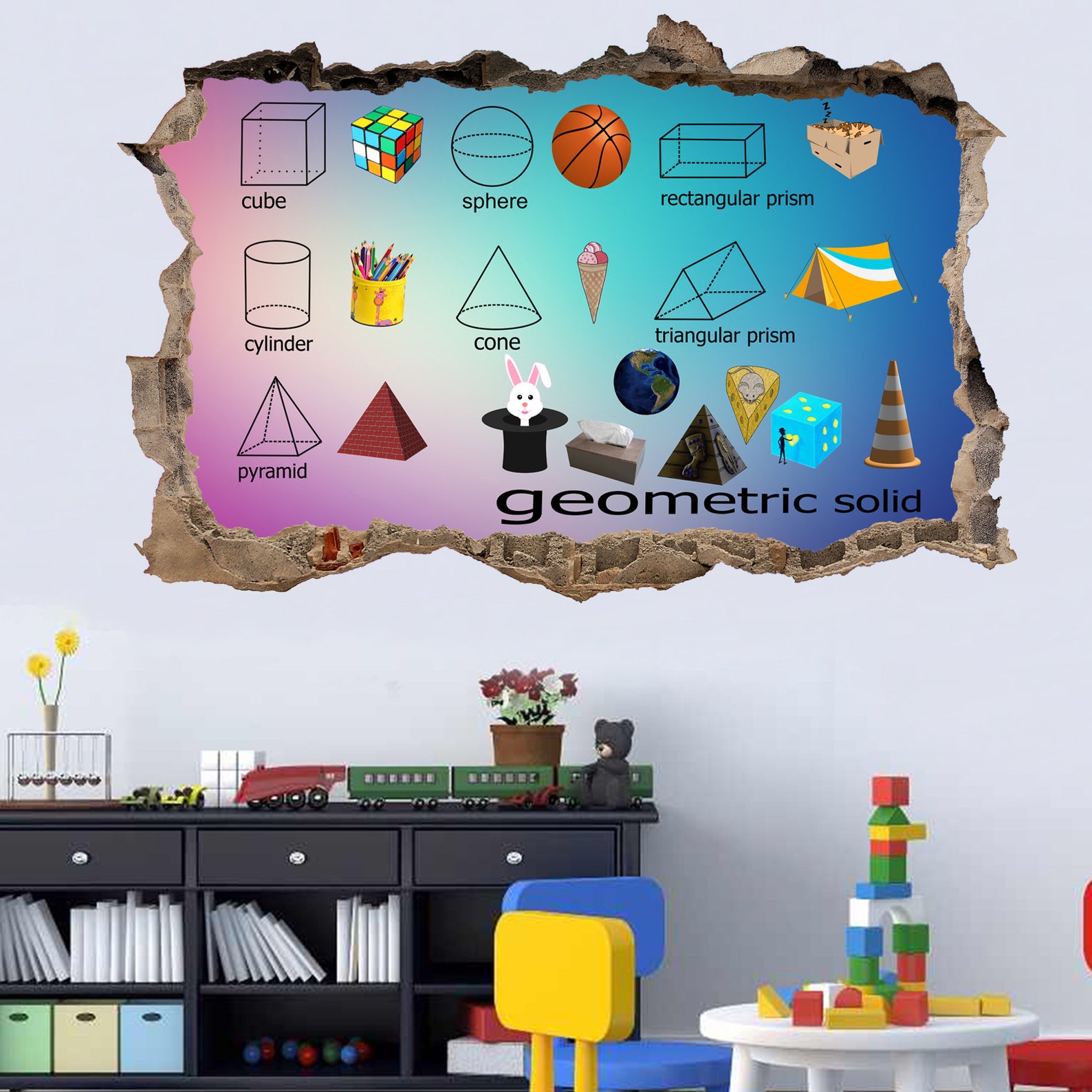 Geometric Shapes Geometry Educational Wall Sticker Art Poster - Etsy
