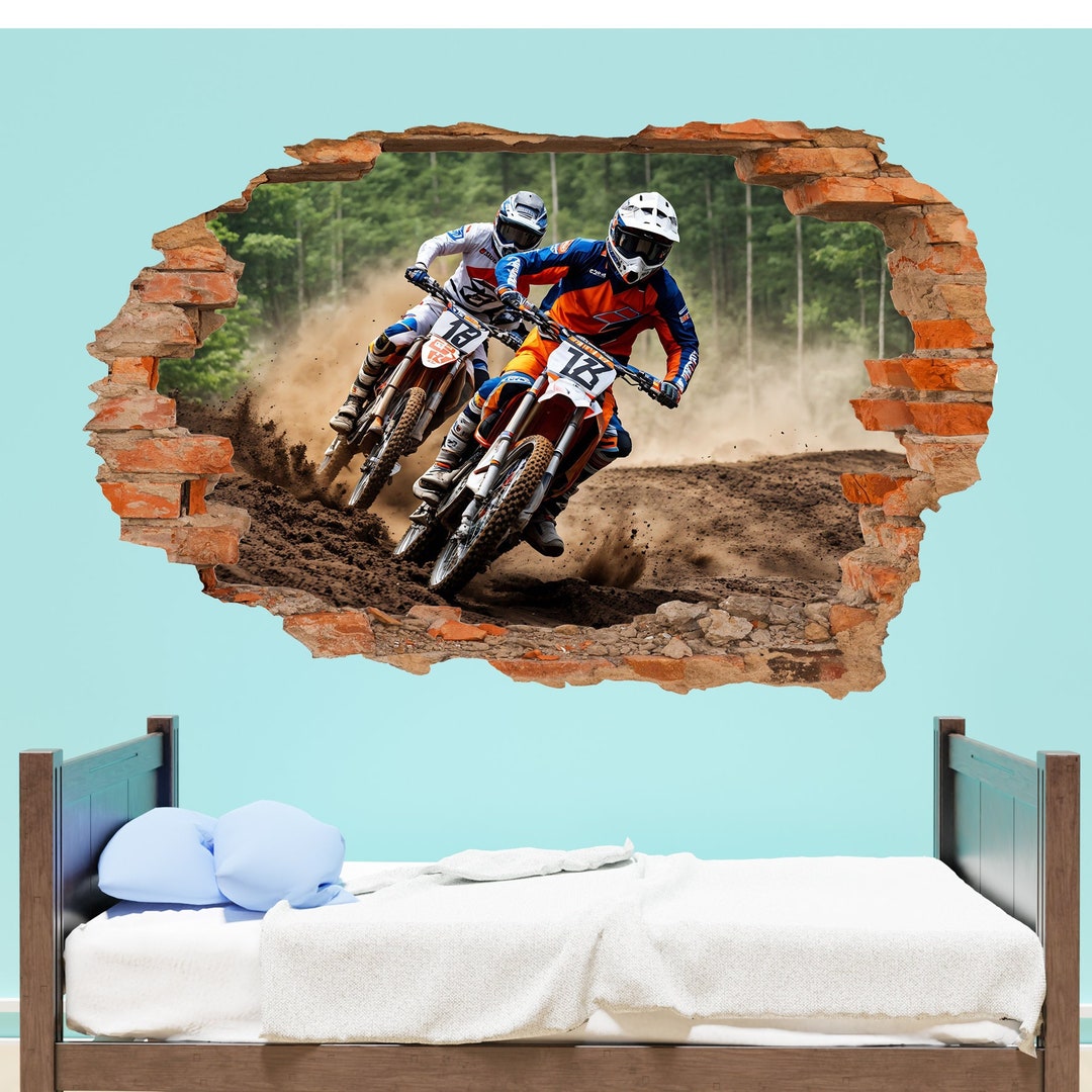 Motocross Race Wall Art Sticker Decal Mural Art Poster Office Nursery ...