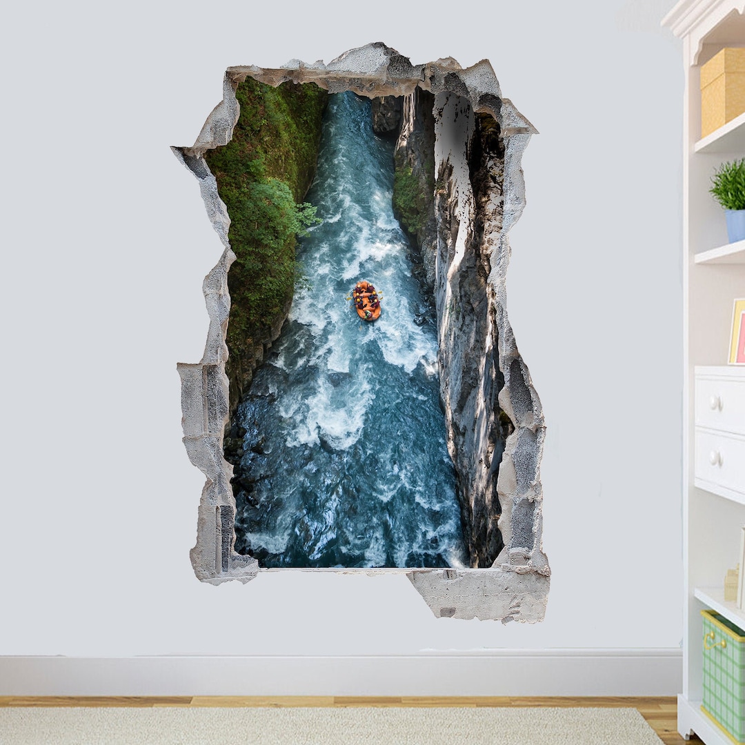 White Water Rafting River Canyon Wall Sticker Art Poster Mural Transfer ...