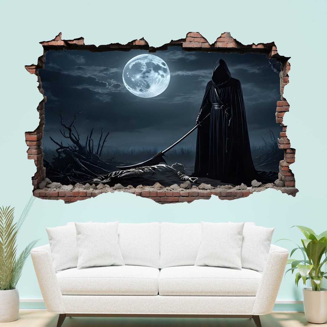 Grim Reaper Wall Sticker Gothic Art Decal Mural Poster Office Shop Home ...