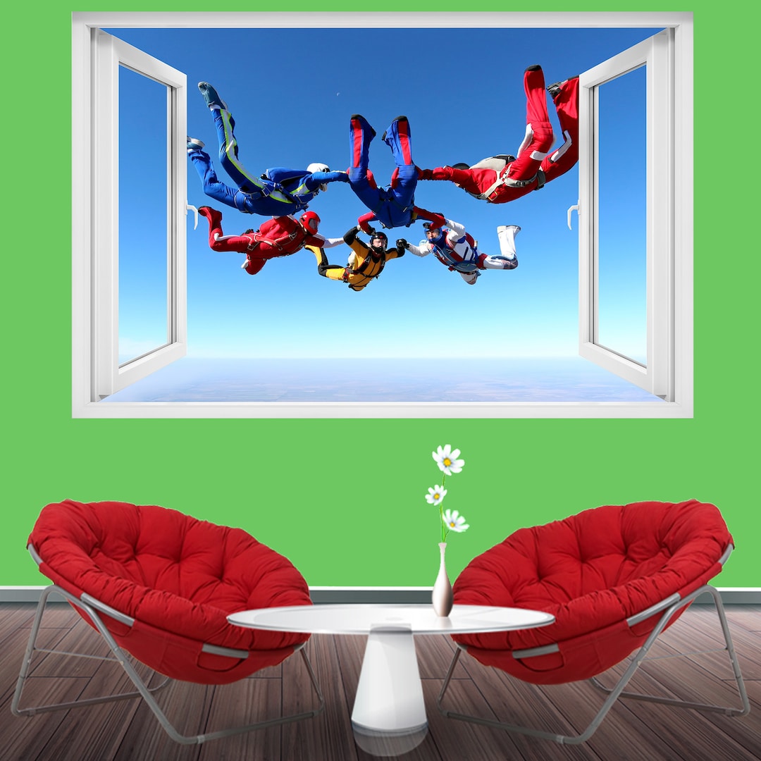 Parachuting Skydiving Jump Wall Sticker Art Poster Mural Transfer Decal ...
