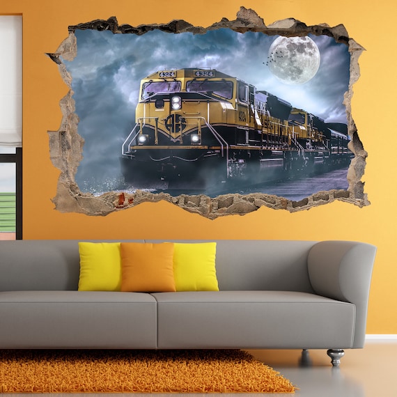 Modern Train Wagons Railway Locomotive Wall Sticker Art Poster | Etsy