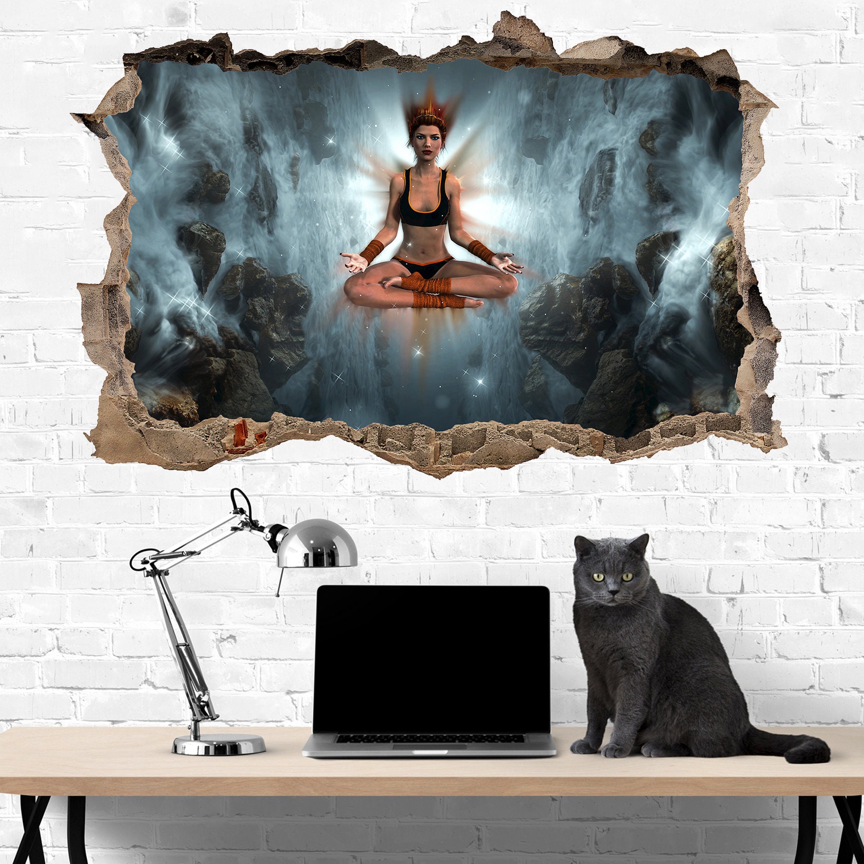 Yoga Meditation Spiritual Travel Wall Sticker Art Poster Mural Transfer ...