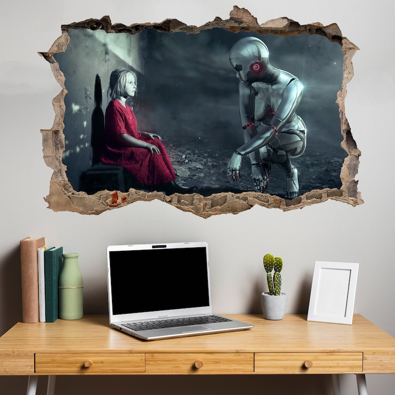 Artificial Intelligence AI Robot and Girl Wall Sticker Art | Etsy