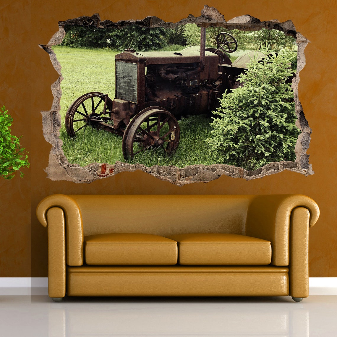 Old Antique Vintage Tractor Wall Sticker Art Poster Mural Transfer ...