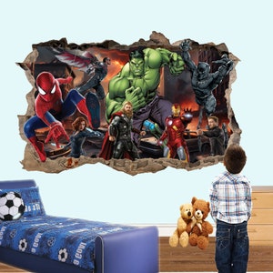 Superhero Theme Room Decor Avengers Wall Stickers Thor Hulk Poster ...