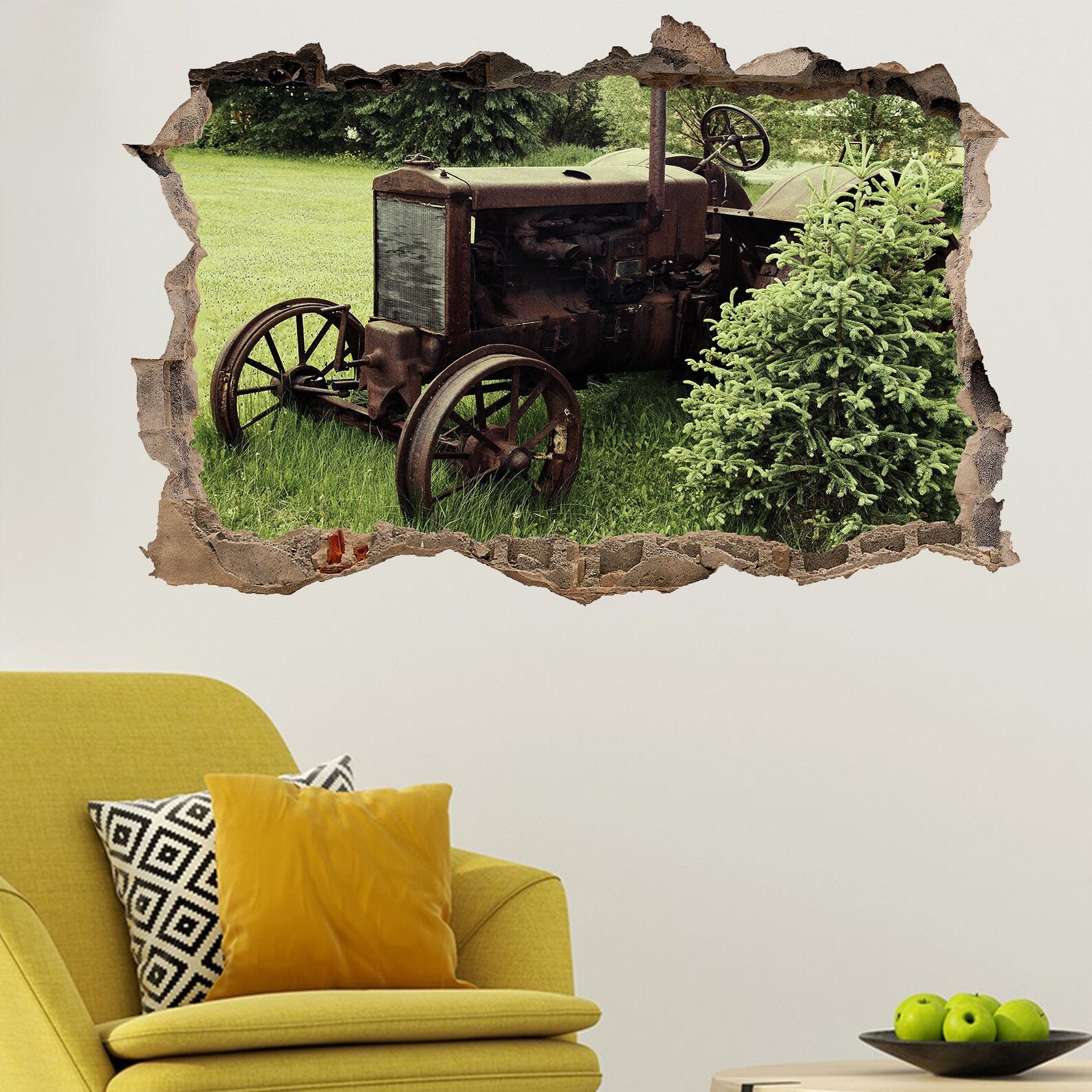 Old Antique Vintage Tractor Wall Sticker Art Poster Mural Transfer ...