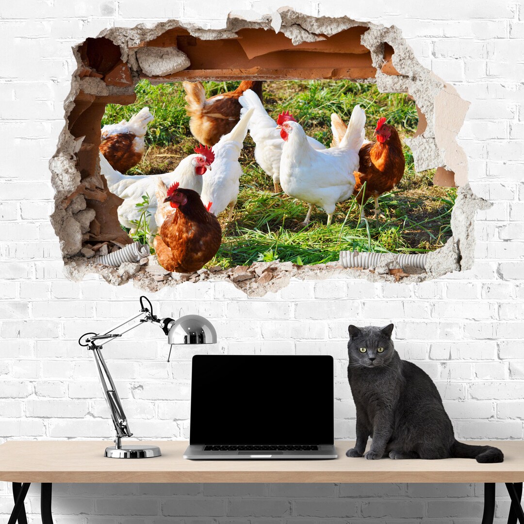 Farm Animals Chicken and Roosters Wall Sticker Art Poster Mural ...