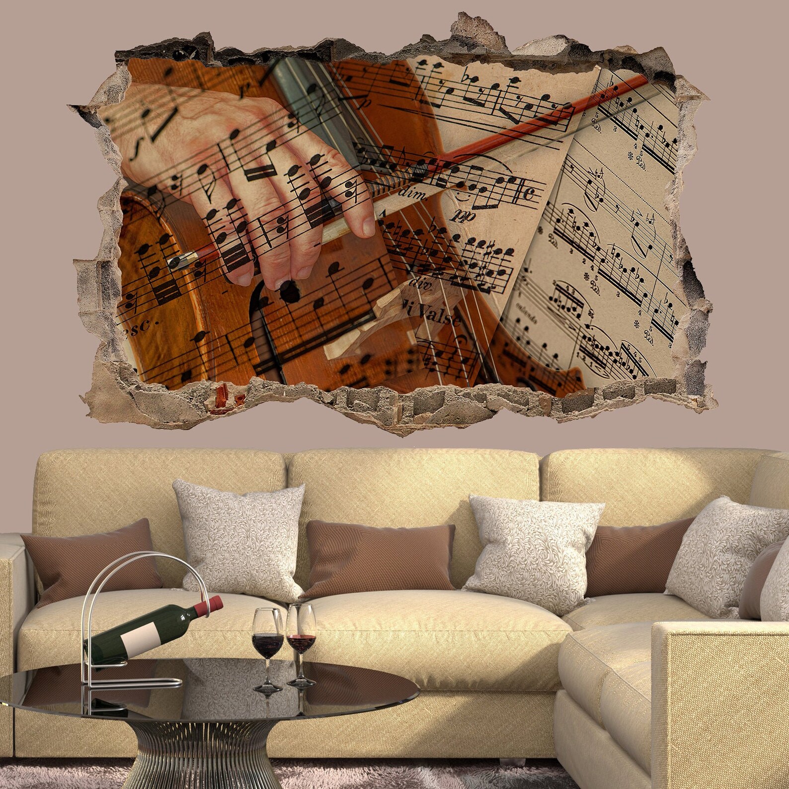 Musician Violin Musical Notes Wall Sticker Art Poster Mural - Etsy