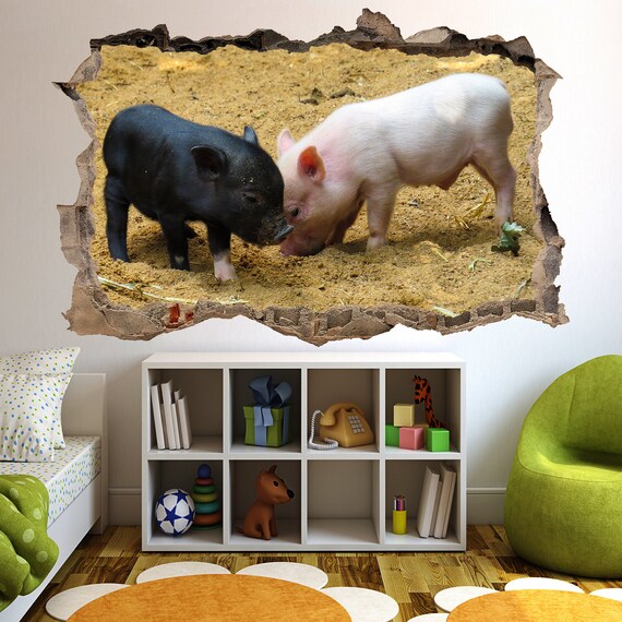 Farm Animals Piglets Pigs Barn Wall Sticker Art Poster Mural | Etsy