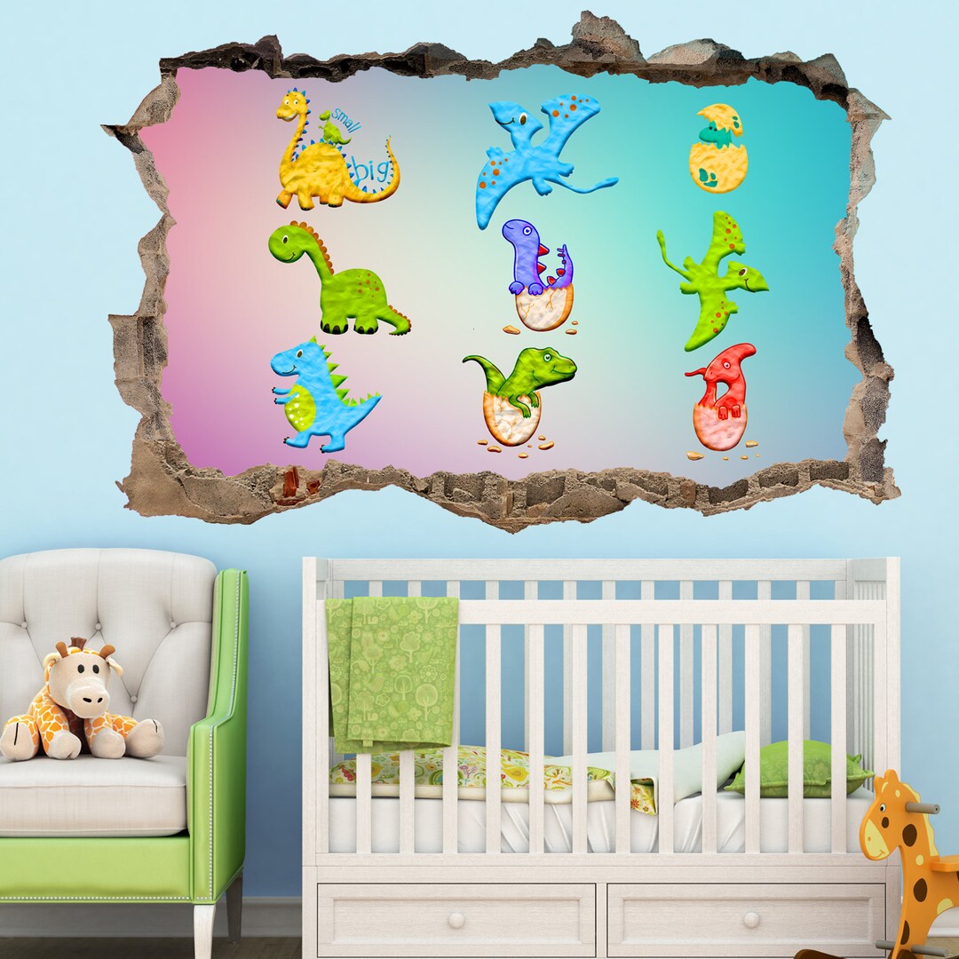 Little Cute Dinosaurs for Kids Wall Sticker Mural Poster Decal Room ...