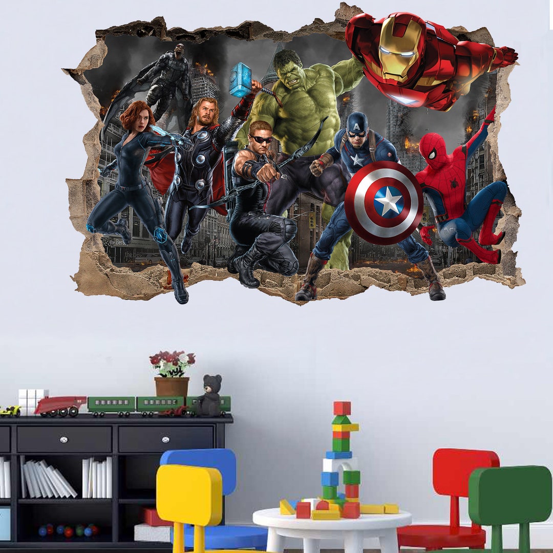 Superheroes Avengers Battle Wall Sticker Art Poster Mural Transfer ...