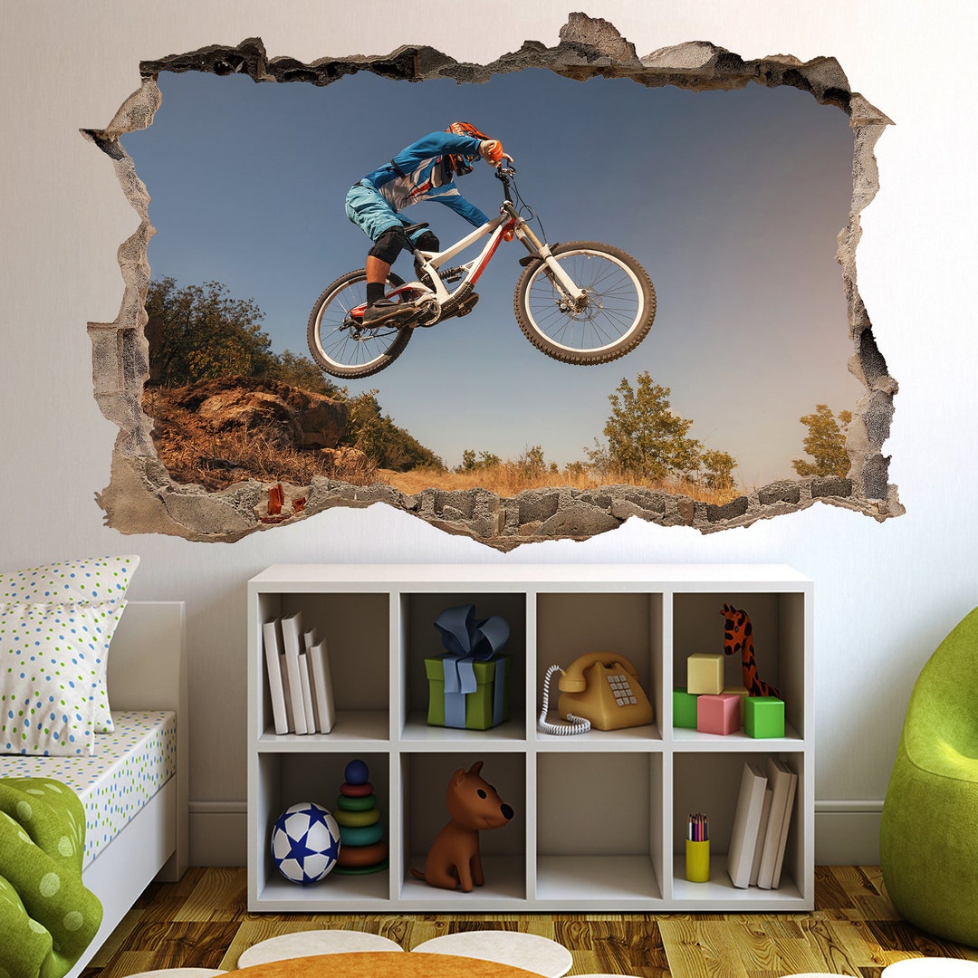 Mountain Biking Bike off Road Jump Wall Sticker Art Poster Mural ...