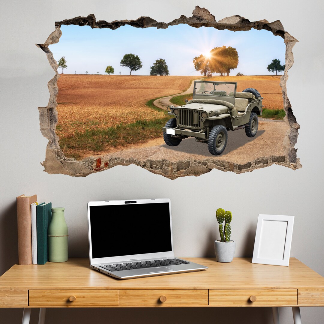 Army Vehicle 4 Wheel Drive off Road Wall Sticker Art Poster Mural ...