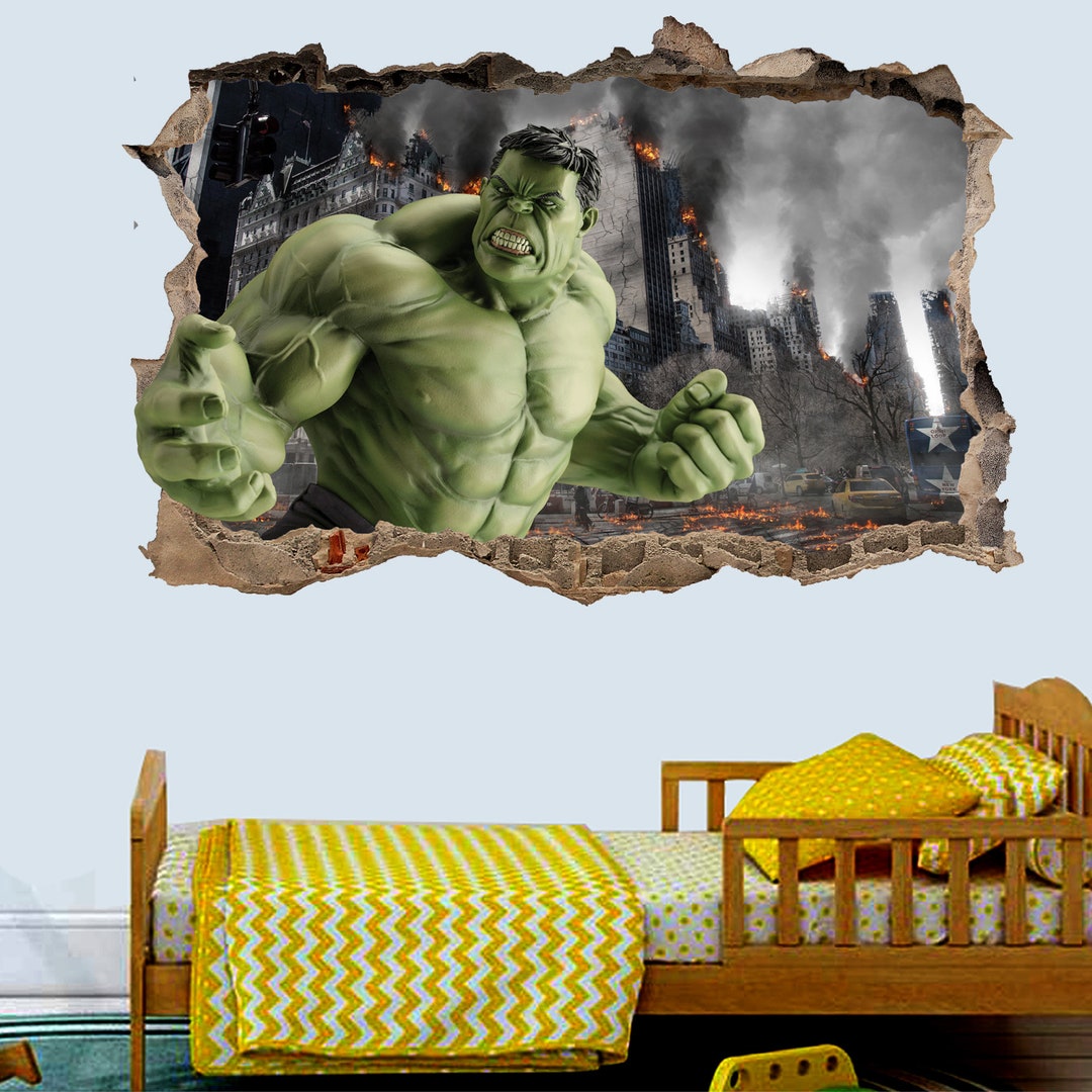 Hulk Fictional Superhero Wall Sticker Art 3D Effect Poster Mural Decal ...