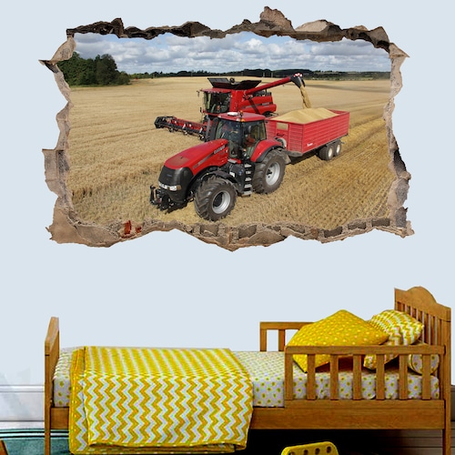 Wheat Field Combine Harvester Tractor Wall Sticker Art Poster - Etsy
