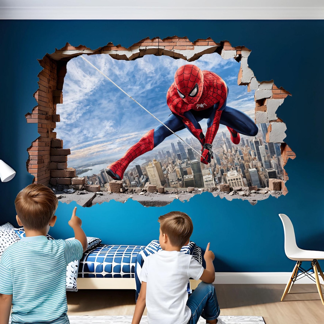 Spiderman Wall Decal Sticker Mural Self-adhesive Poster Office Shop ...