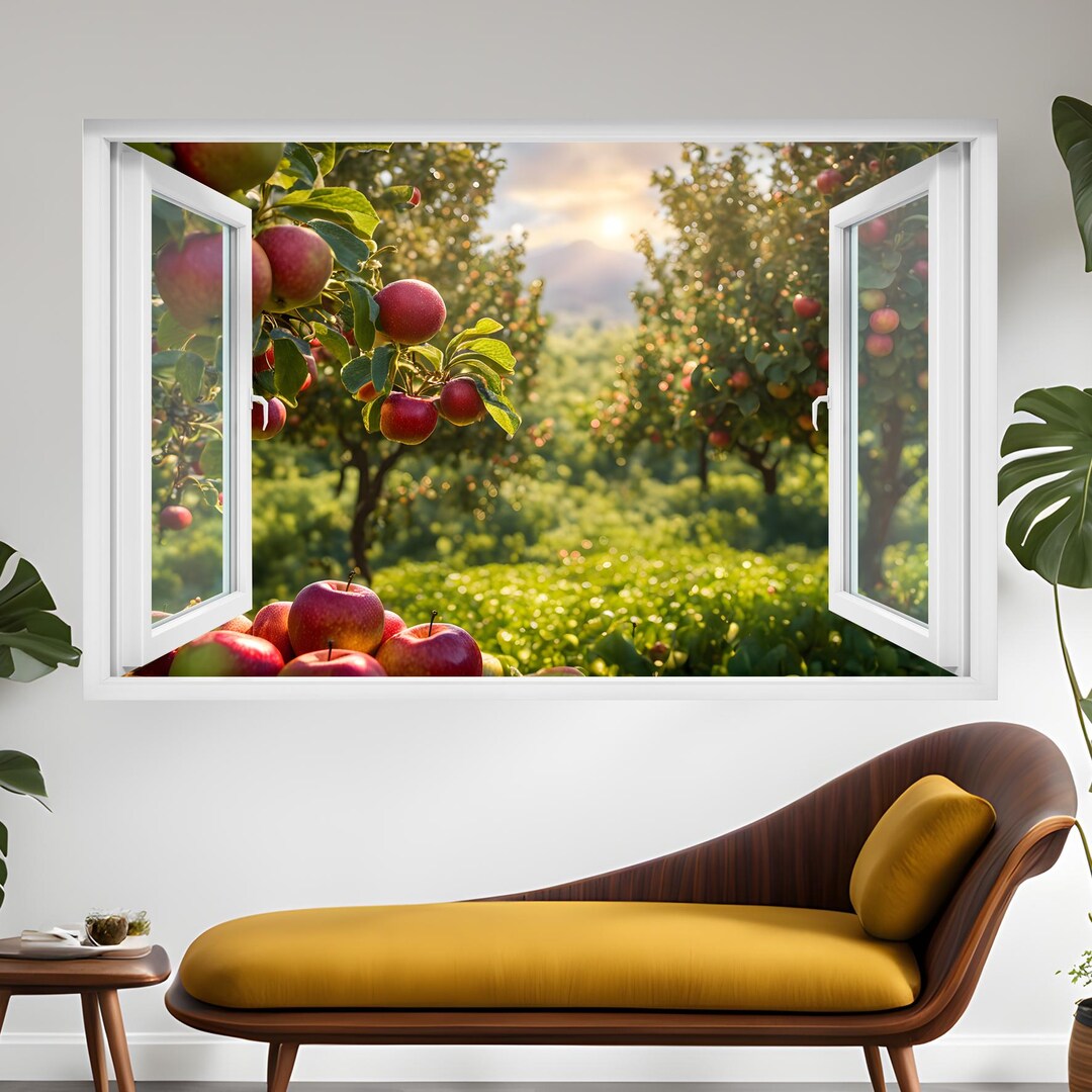 Apple Garden Trees Wall Decal Sticker Mural Self-adhesive Poster Office ...