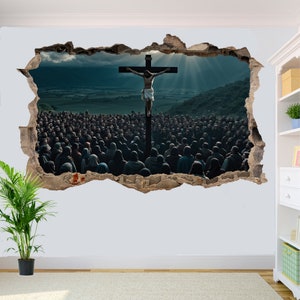 Jesus Crucifix Religious Wall Sticker Art Poster Mural Decal Room ...