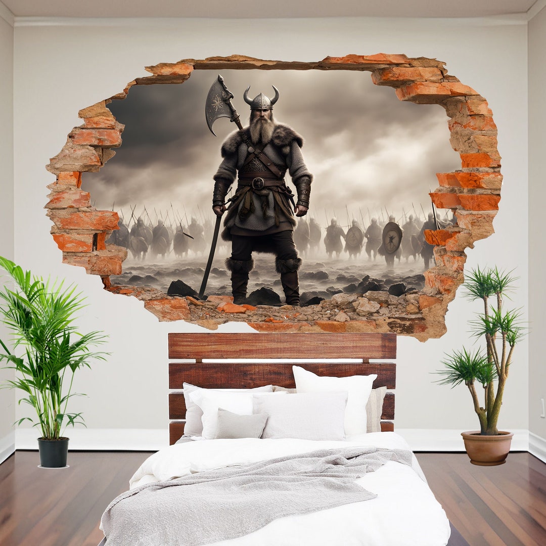 Viking Warriors on Battlefield Wall Sticker Art Mural Decal Office ...