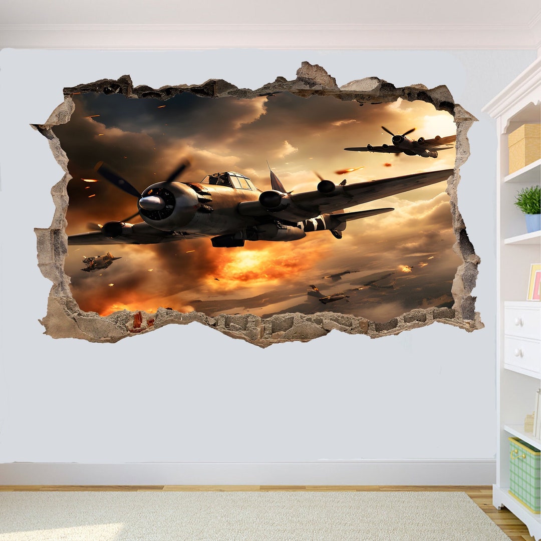 WW2 Plane Combat Wall Sticker Art Poster Mural Decal Room Office ...