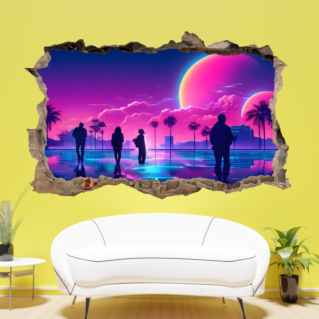 Vaporwave Visual Art Wall Sticker Decal Mural Poster Office Shop Home ...