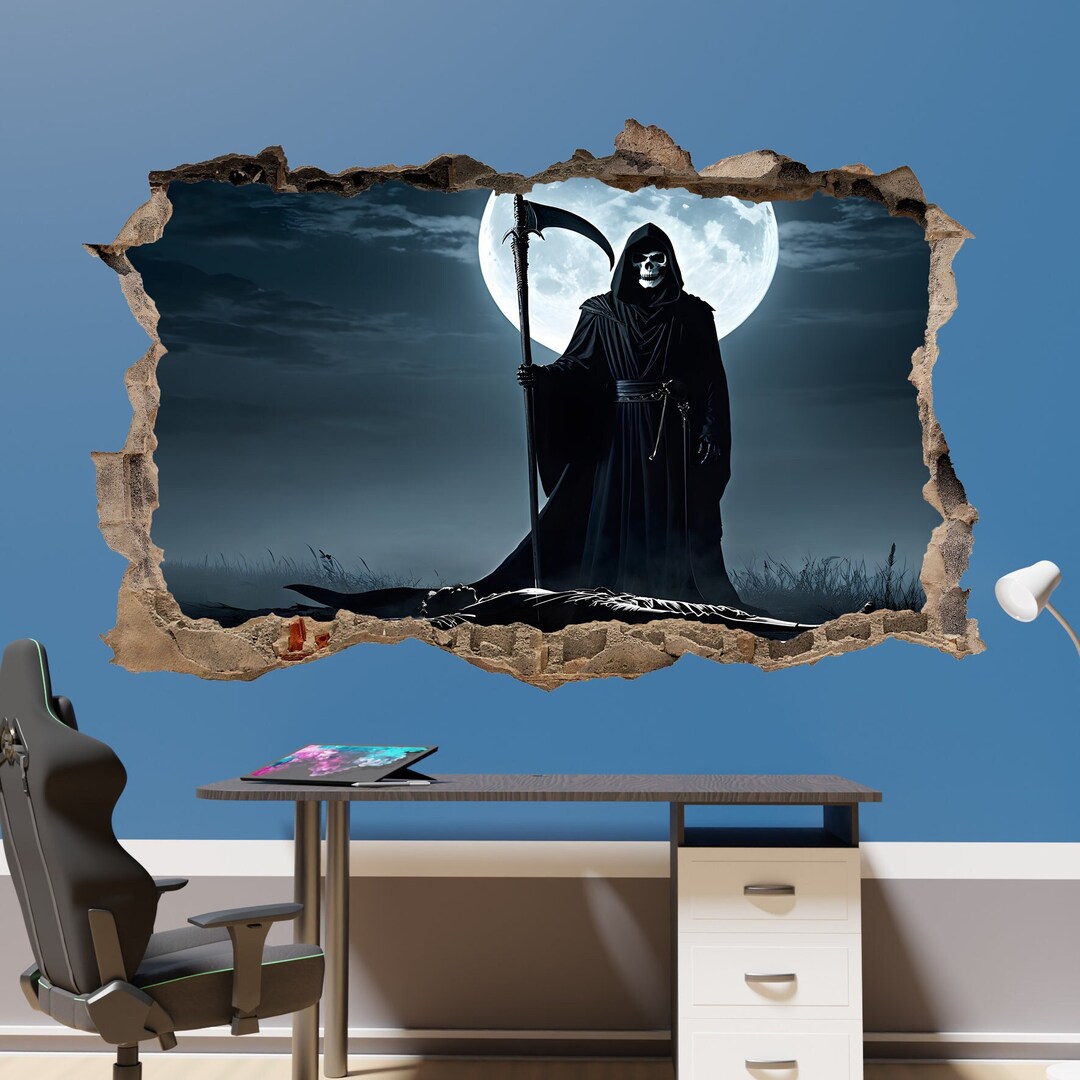 Grim Reaper Gothic Art Wall Sticker Decal Mural Poster Office Shop Home ...