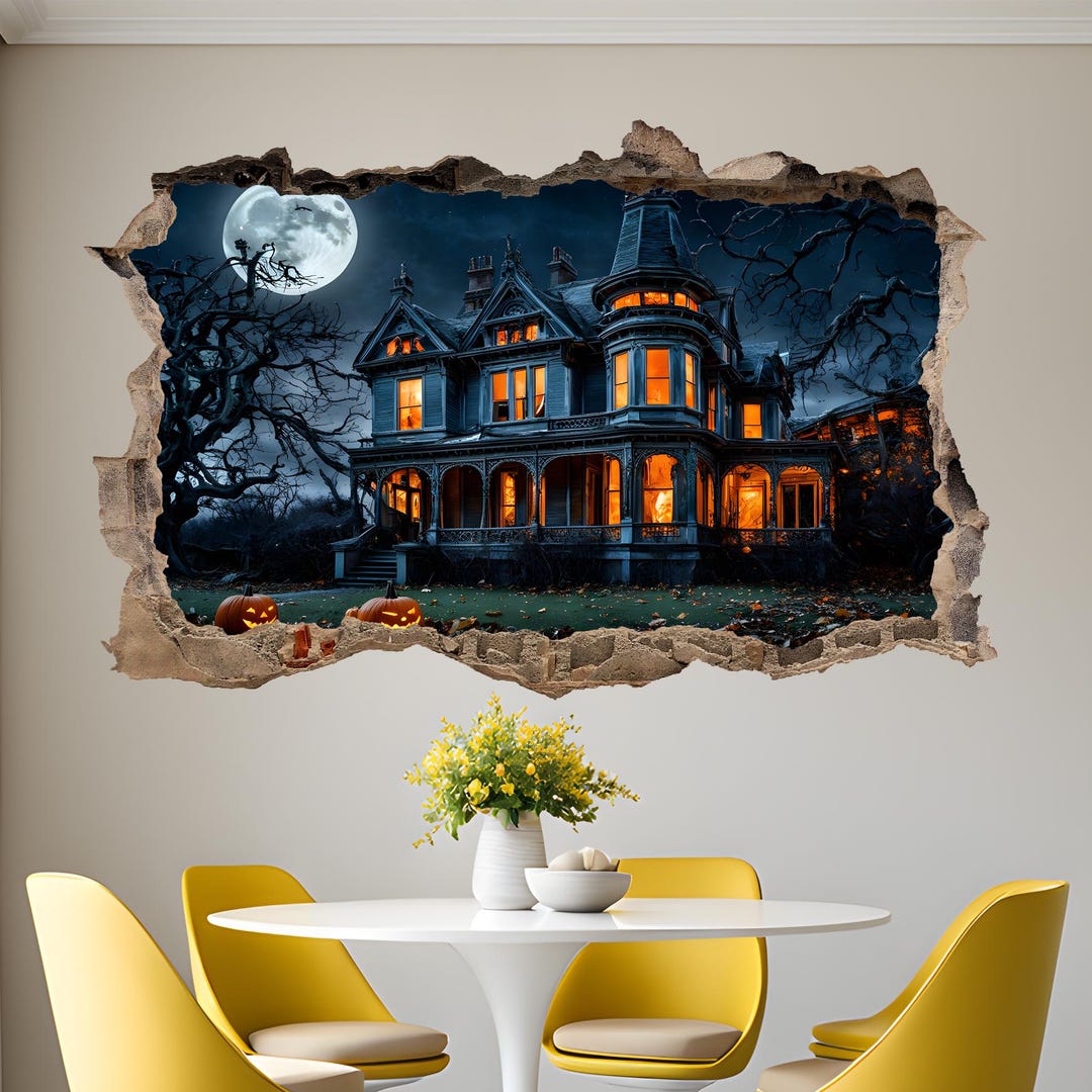 Haunted House Gothic Wall Art Sticker Decal Mural Poster Office Nursery ...