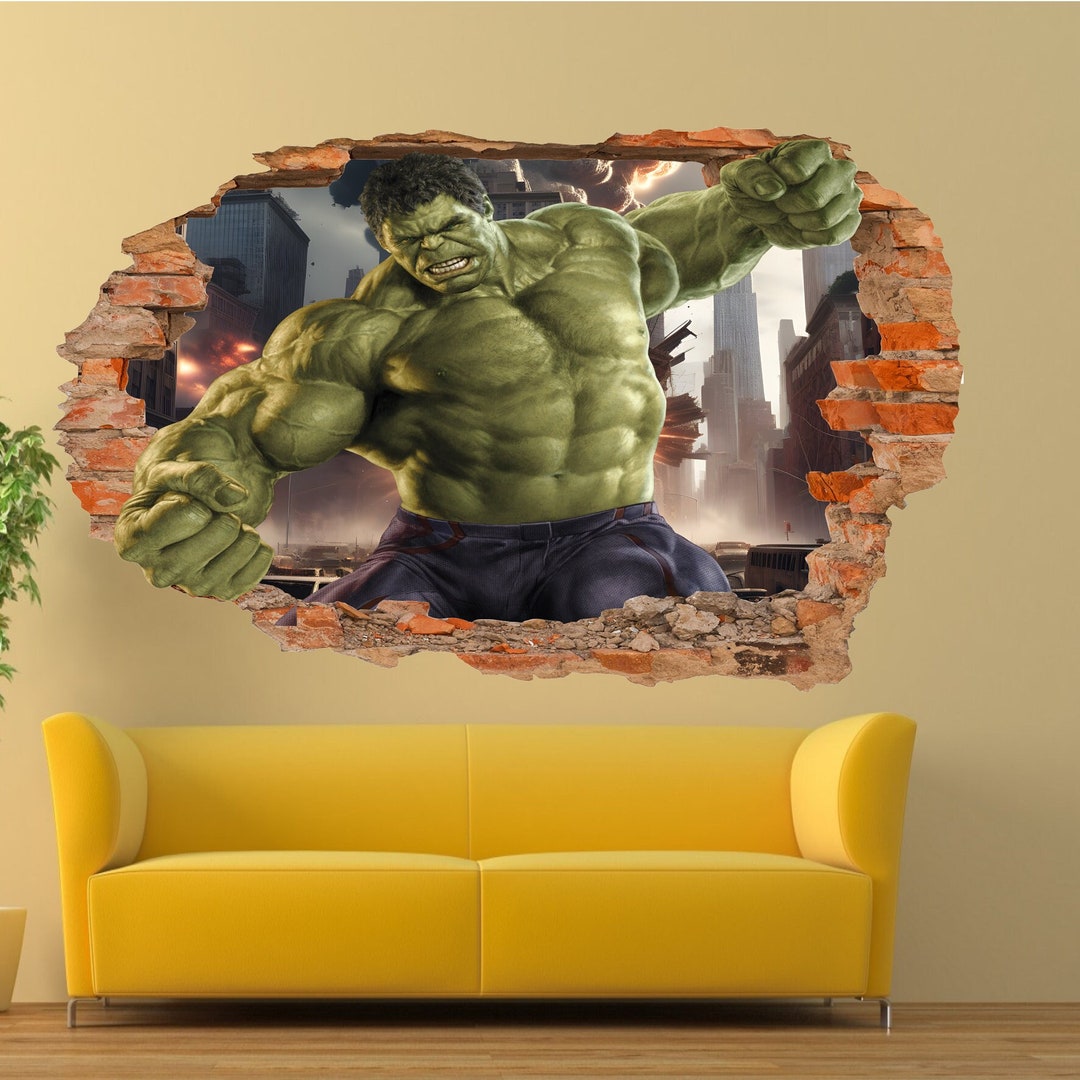 Extra Big Superhero Avengers Hulk Mural Wall Sticker Art 3D Effect ...