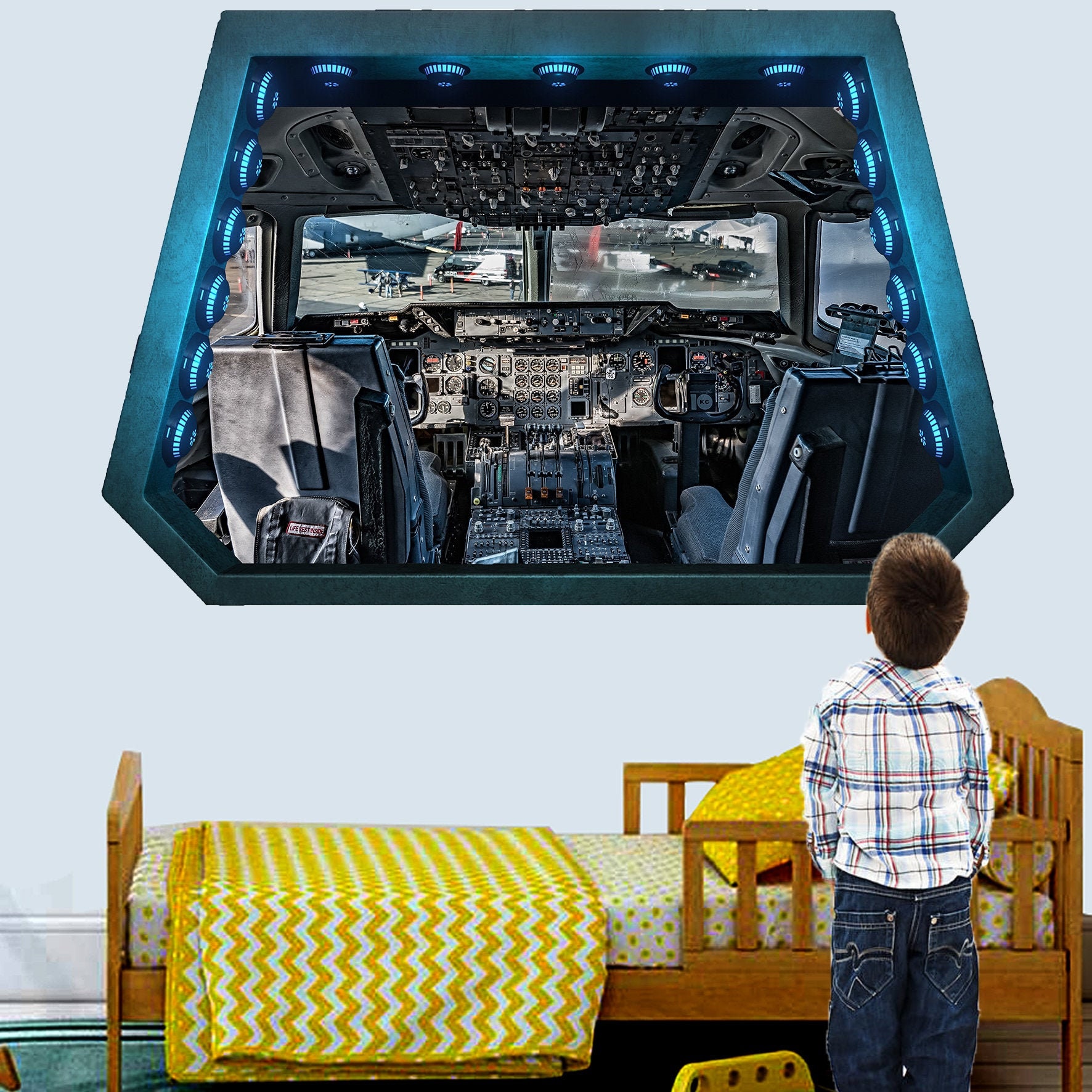 Passenger Aircraft Cockpit Runway Wall Sticker Art Poster - Etsy