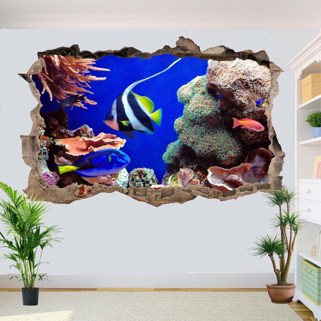 Tropical Fish Coral Reef Wall Sticker Art Poster Mural Transfer Decal ...