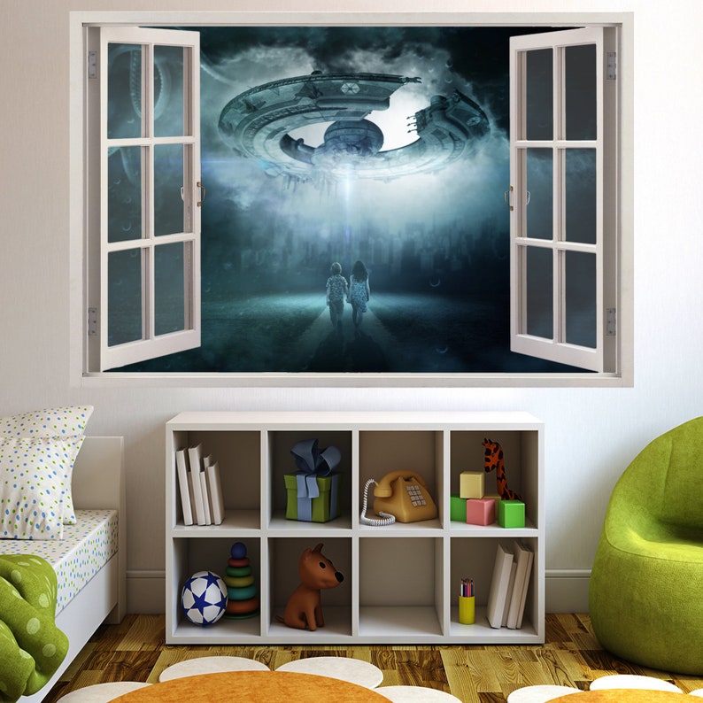 Apocalypse Revelation Alien Invasion City UFO Wall Sticker Art | Etsy