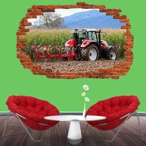Corn Field Plough Farming Tools Tractor Wall Sticker Art Poster Mural ...