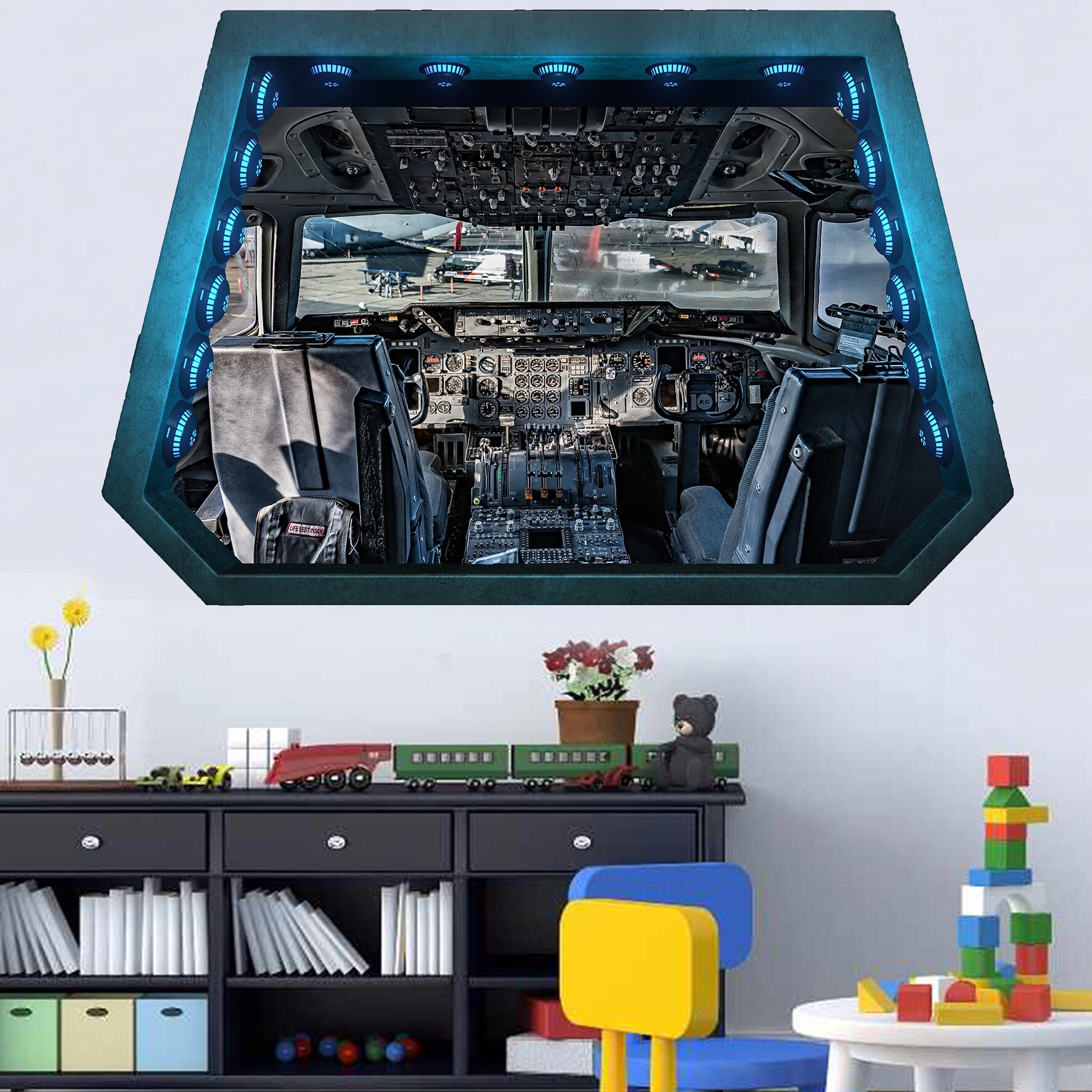 Passenger Aircraft Cockpit Runway Wall Sticker Art Poster - Etsy