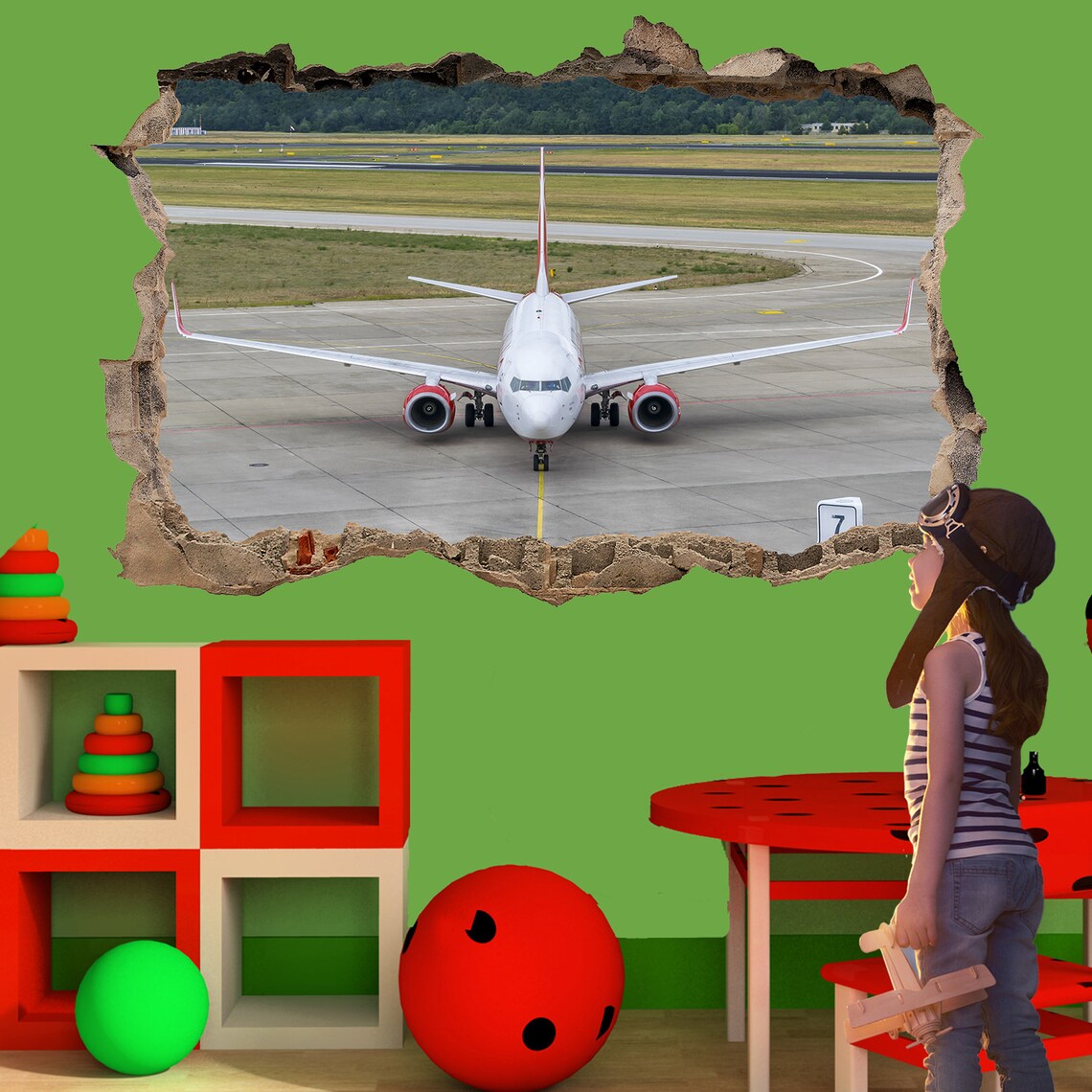 Passenger Plane Runway Takeoff Wall Sticker Art Poster Mural - Etsy