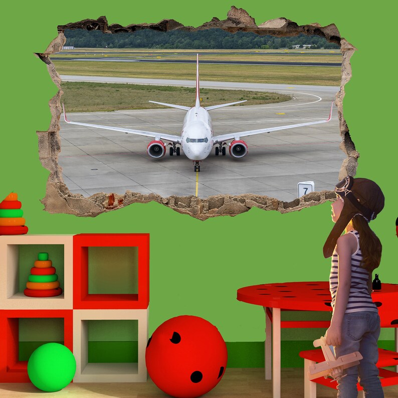 Passenger Plane Runway Takeoff Wall Sticker Art Poster Mural - Etsy