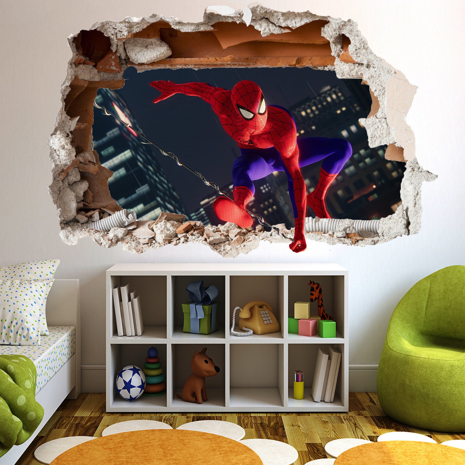 Superhero Spiderman 3D Effect Wall Sticker Mural Poster Decal | Etsy