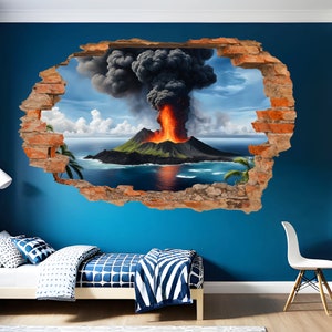 Volcano Eruption Wall Sticker Art Mural Decal Office Nursery Room Decor ...