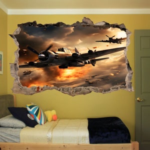 WW2 Plane Combat Wall Sticker Art Poster Mural Decal Room Office ...