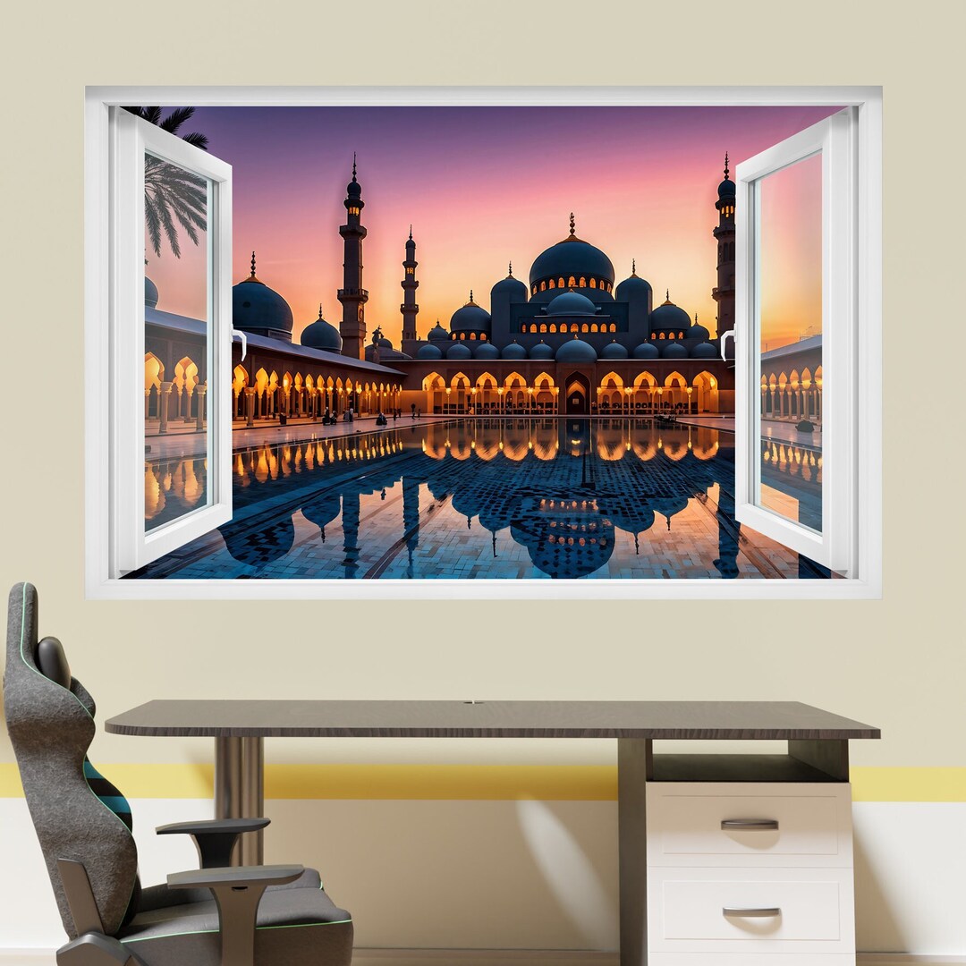 Beautiful Mosque Wall Sticker Decal Mural Poster Art Office Nursery ...